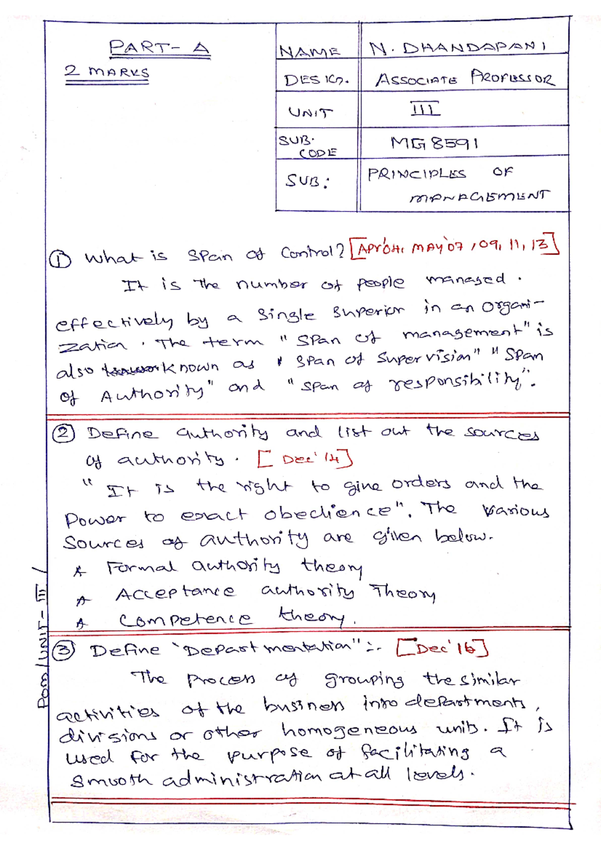 POM UNIT 3 - This is a handwriten notes.Its very useful to studnets ...