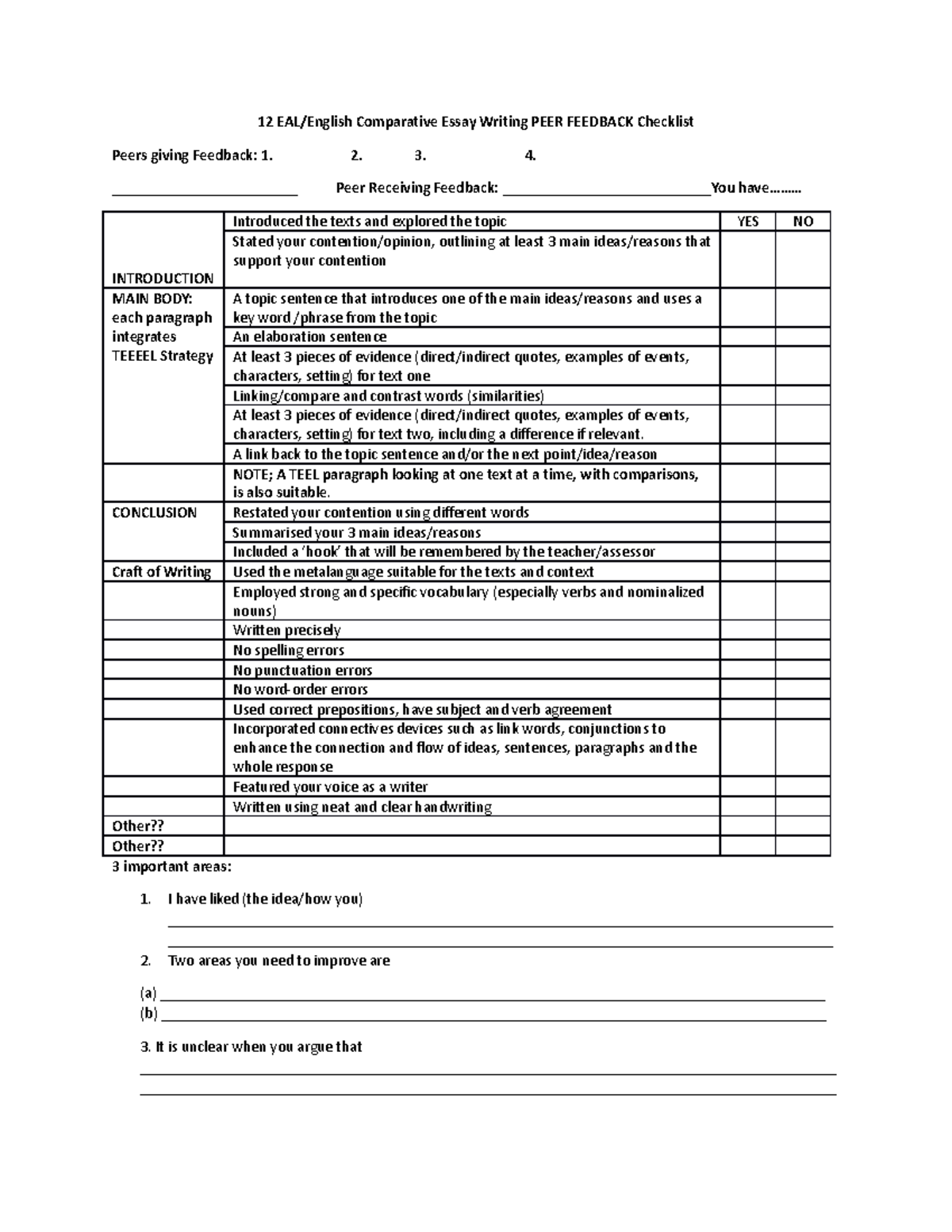 12Comparative%20writing%20PEER%20 Feedback%20checklist - 12 EAL/English ...