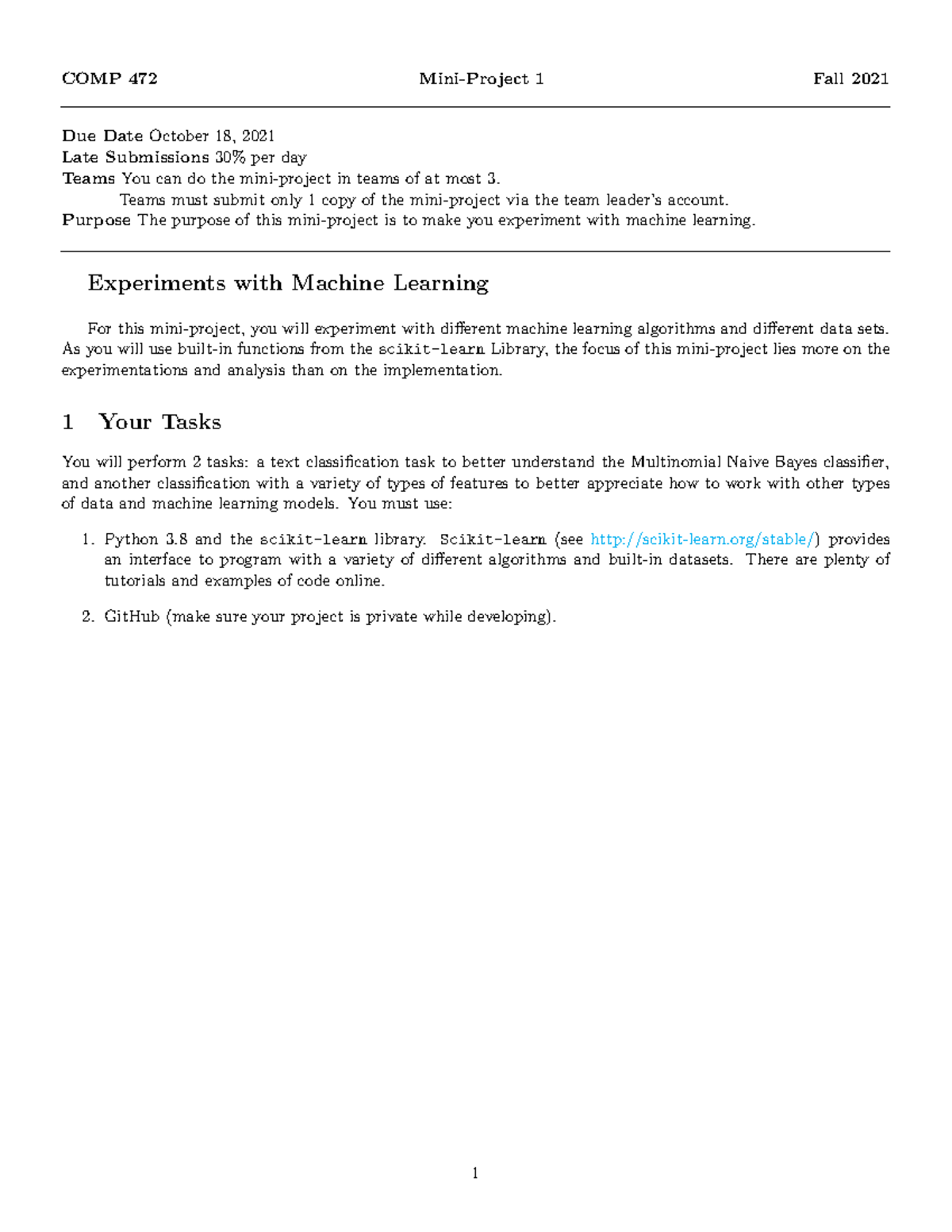 COMP 472 2021 Fall Mini Project 1 - COMP 472 Mini-Project 1 Fall 2021 ...