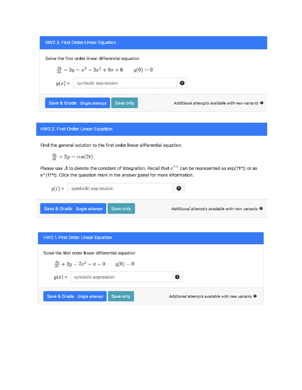 Diff eq-2 - homework assignments - MATH 285 - Illinois - Studocu