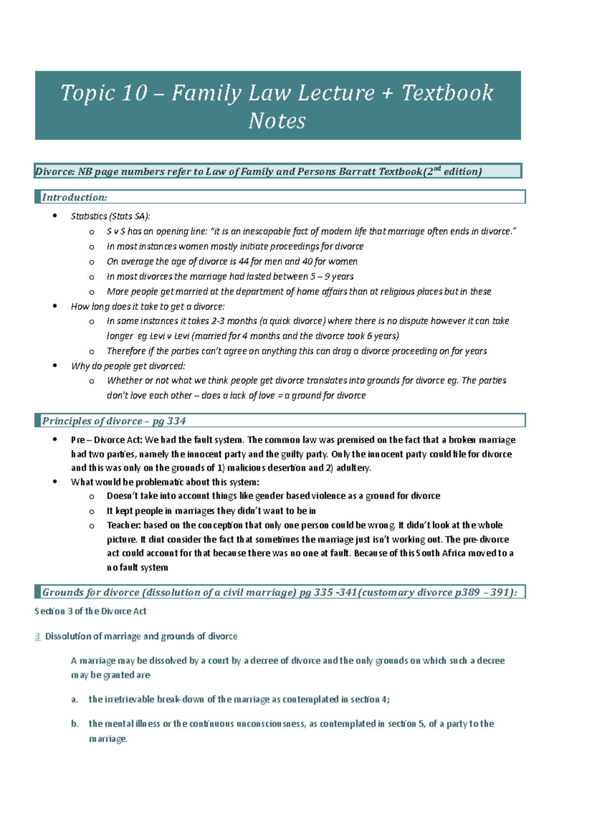 LAWS1013 - Topic 10 - Divorce - Topic 10 – Family Law Lecture ...