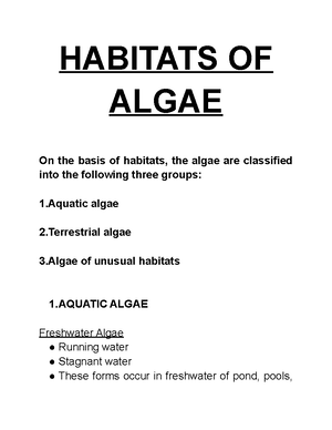 General Characteristics OF Algae - Algae GENERAL CHARACTERISTICS OF ...