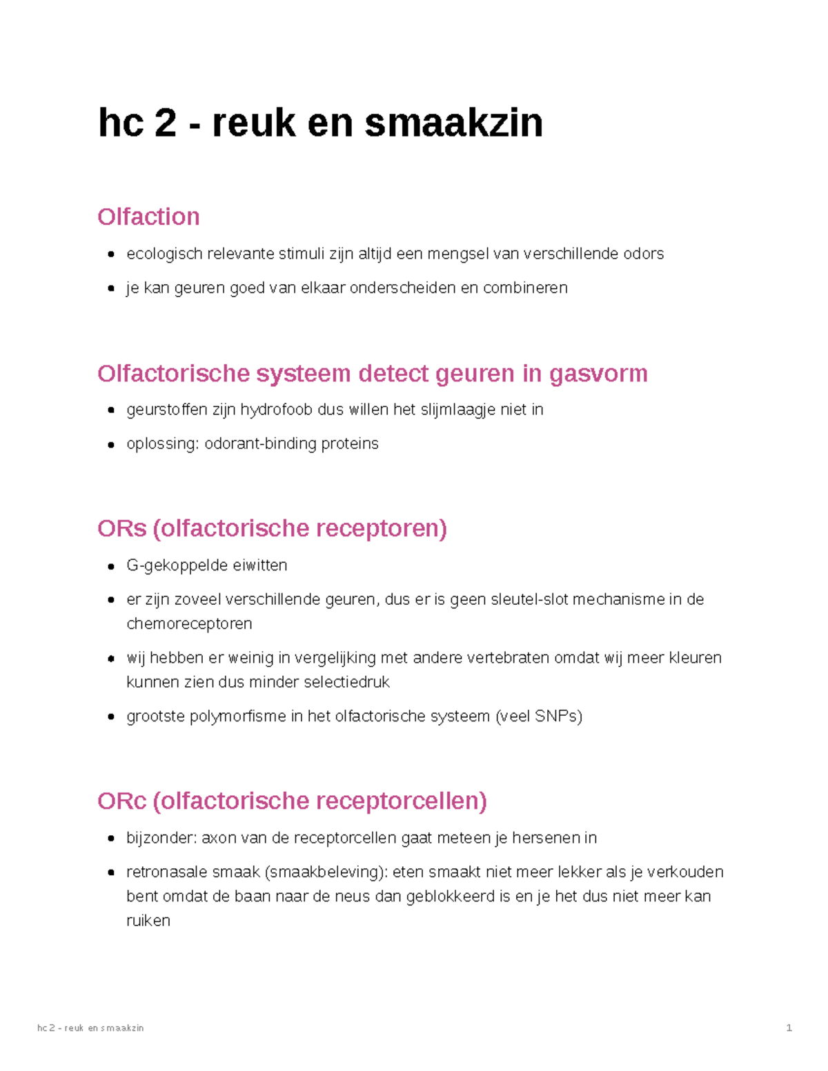 Hc 2 - reuk en smaakzin - hc 2 - reuk en smaakzin Olfaction ecologisch ...