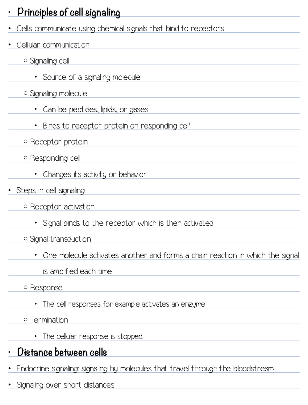 Chapter 9 notes - • Principles of cell signaling Cells communicate ...