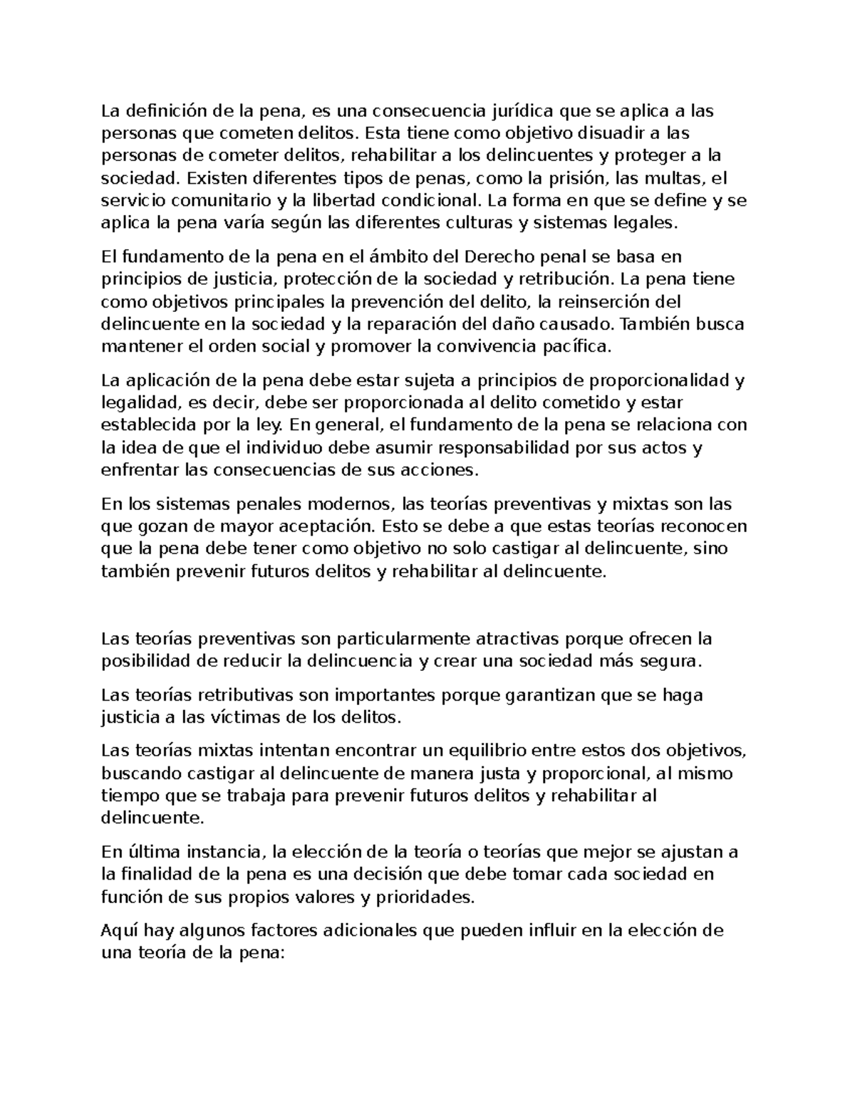 La definición de la pena - Esta tiene como objetivo disuadir a las ...