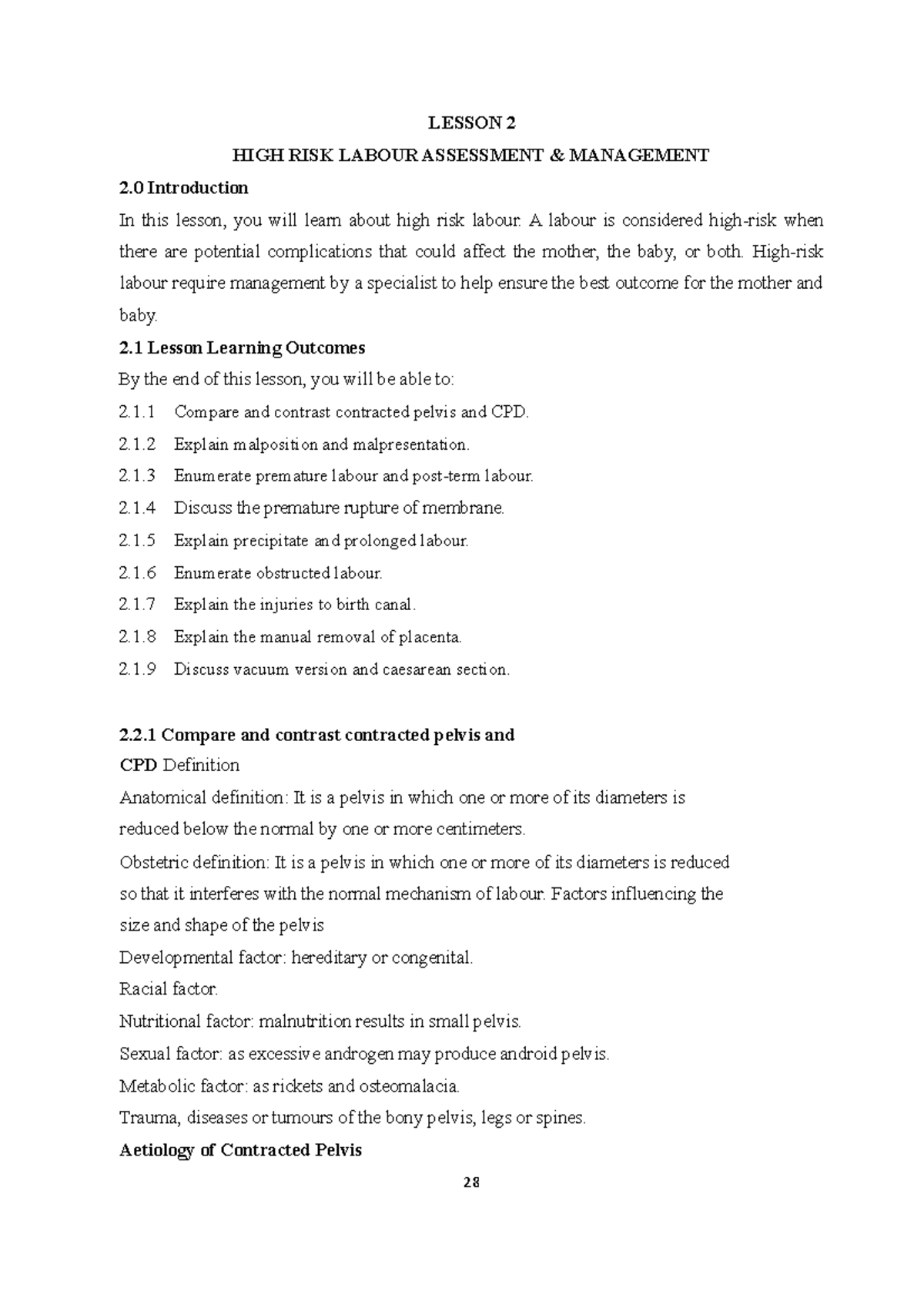 High Risk Labour assessment and Labour - LESSON 2 HIGH RISK LABOUR ...