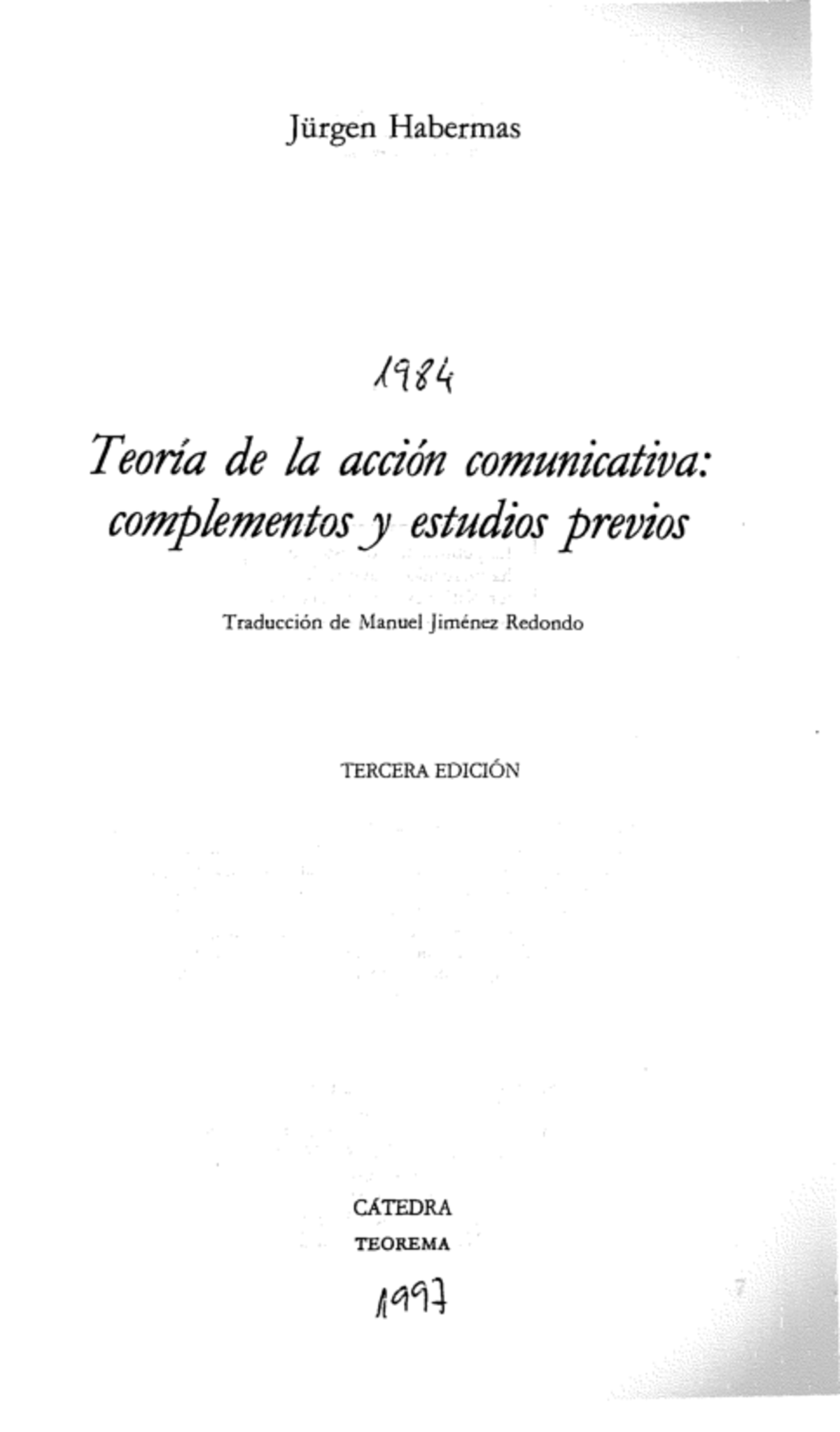 Habermas - Teoría de la acción comunicativa, complementos - capítulo 11 - Jürgen Habermas /w ...