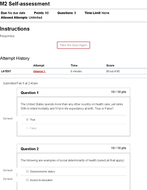 M5 Self-assessment Infectious Diseases - M5 Self-assessment Due No due ...