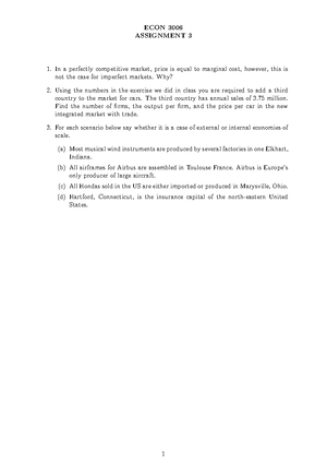 Assignment 4 - tutorials - ECON 3006 ASSIGNMENT 4 Using a fully ...