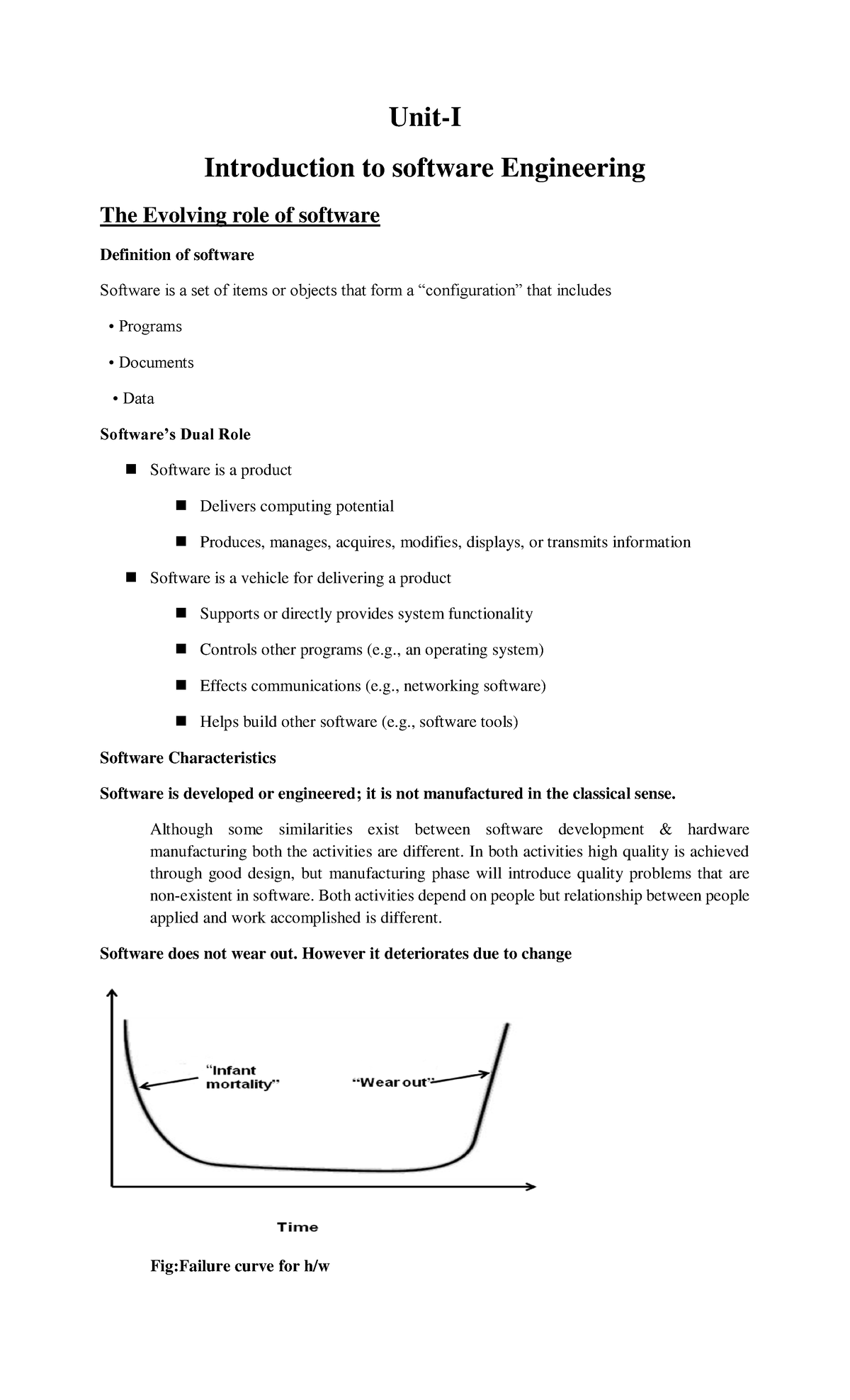 Software Engineering Notes Unit I Introduction To Software Engineering The Evolving Role Of