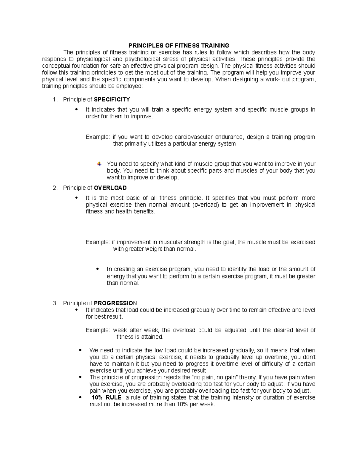 Principles OF Fitness Training - PRINCIPLES OF FITNESS TRAINING The ...