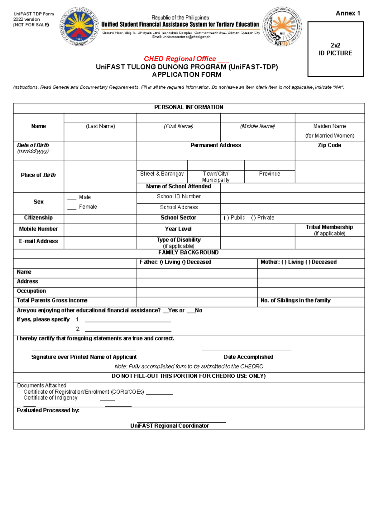 Annex-1-TDP-FORM updated - 2x ID PICTURE UniFAST TDP Form Annex 1 2022 ...