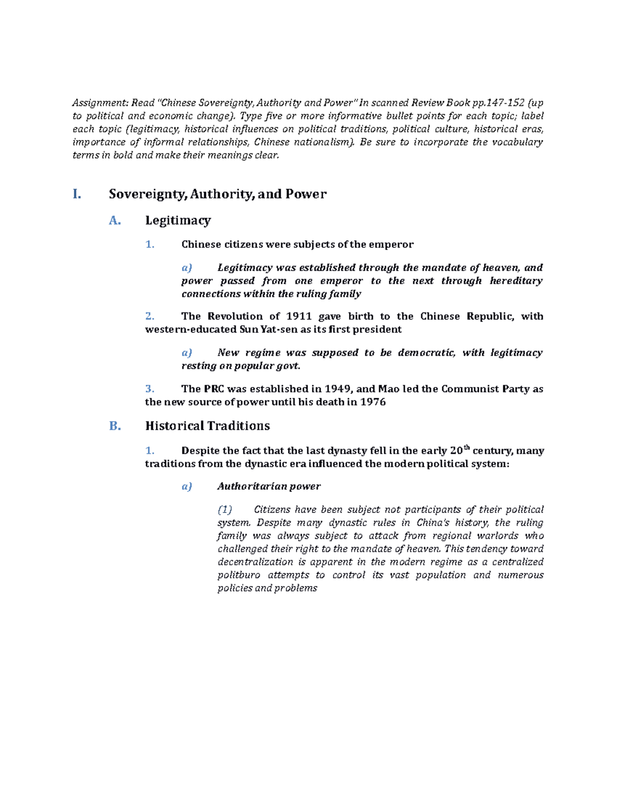 APCG China (Chinese Sovereignty, Authority and Power) - Assignment ...