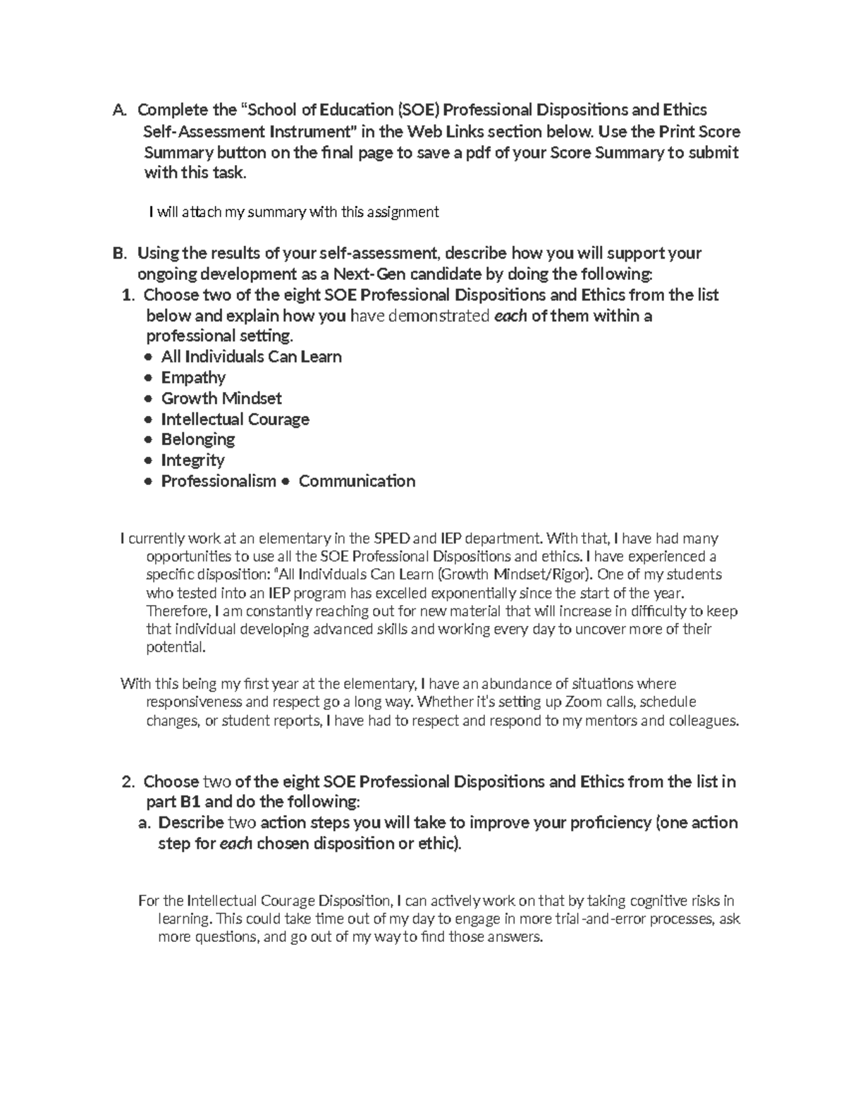 DFM3-Task 4 2 - A. Complete the “School of Education (SOE) Professional ...
