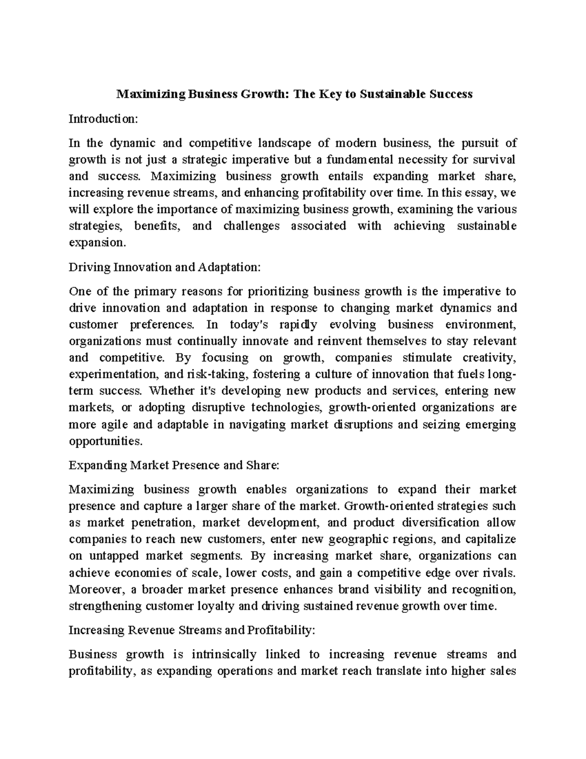 Maximizing Business Growth - Maximizing business growth entails ...