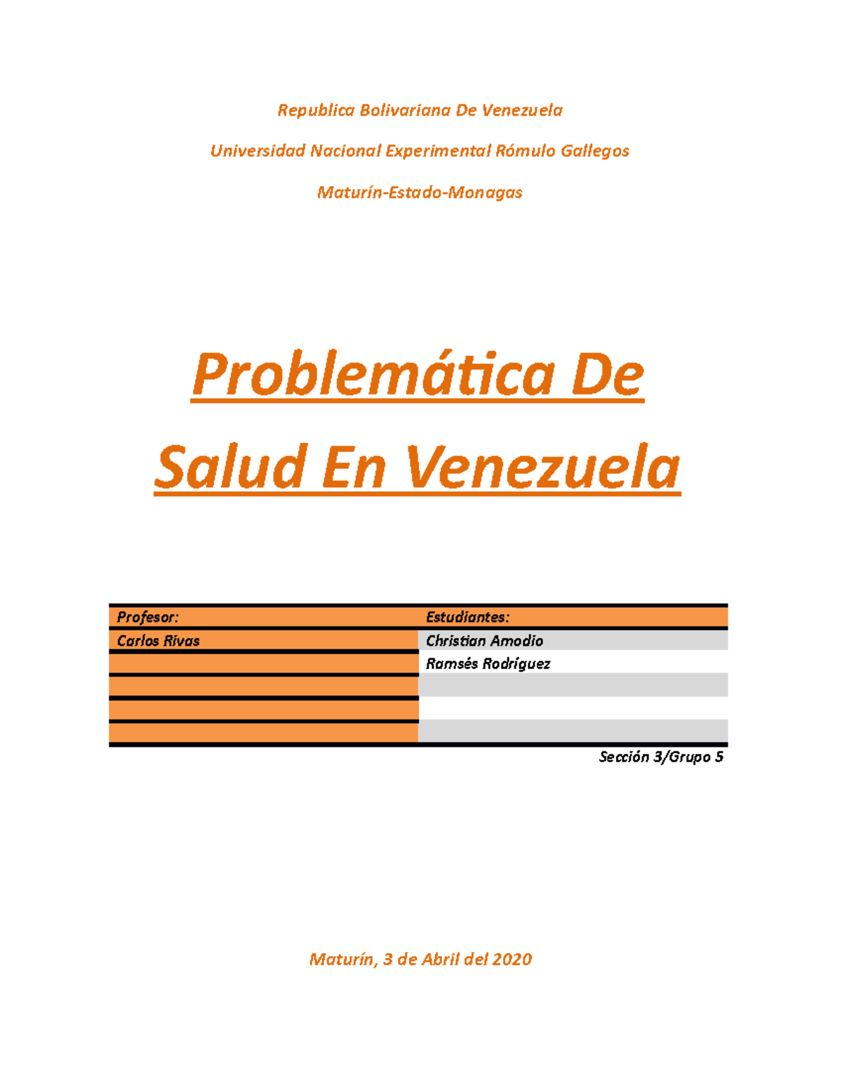 Problematica de salud en Venezuela - Republica Bolivariana De Venezuela ...