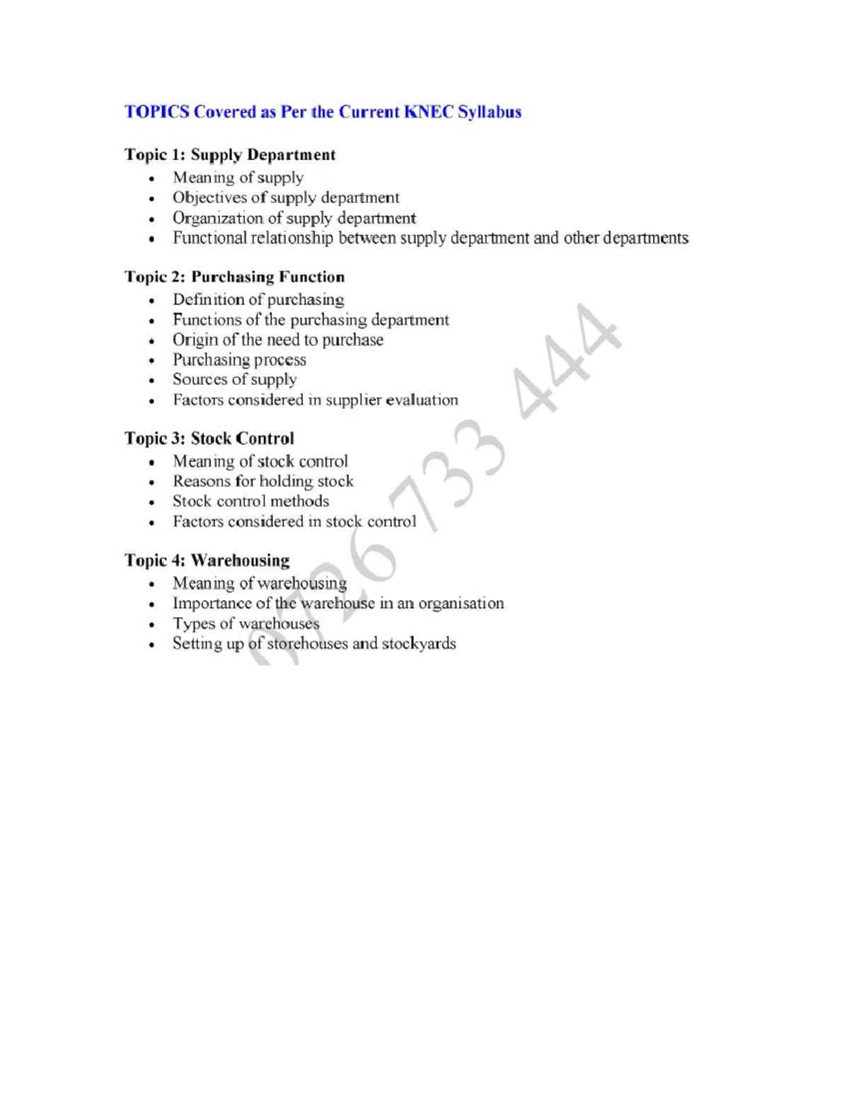 Supply and transport management - TOPICS Covered as Per the Current ...