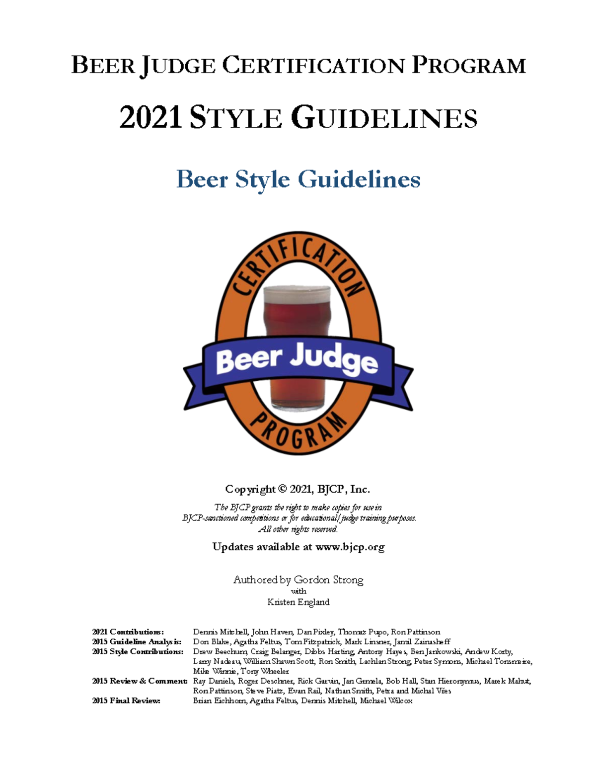 2021 Guidelines Beer - Beer style guidlines - BEER JUDGE CERTIFICATION ...