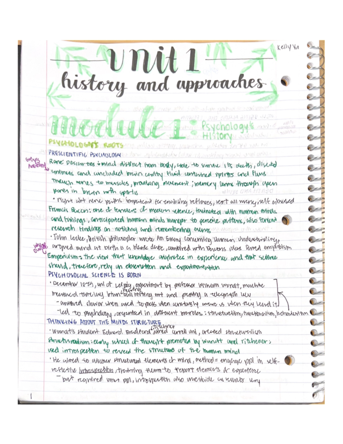 Unit 1 Psychology Notes - Kelly Yu unit 1 history and approaches module ...