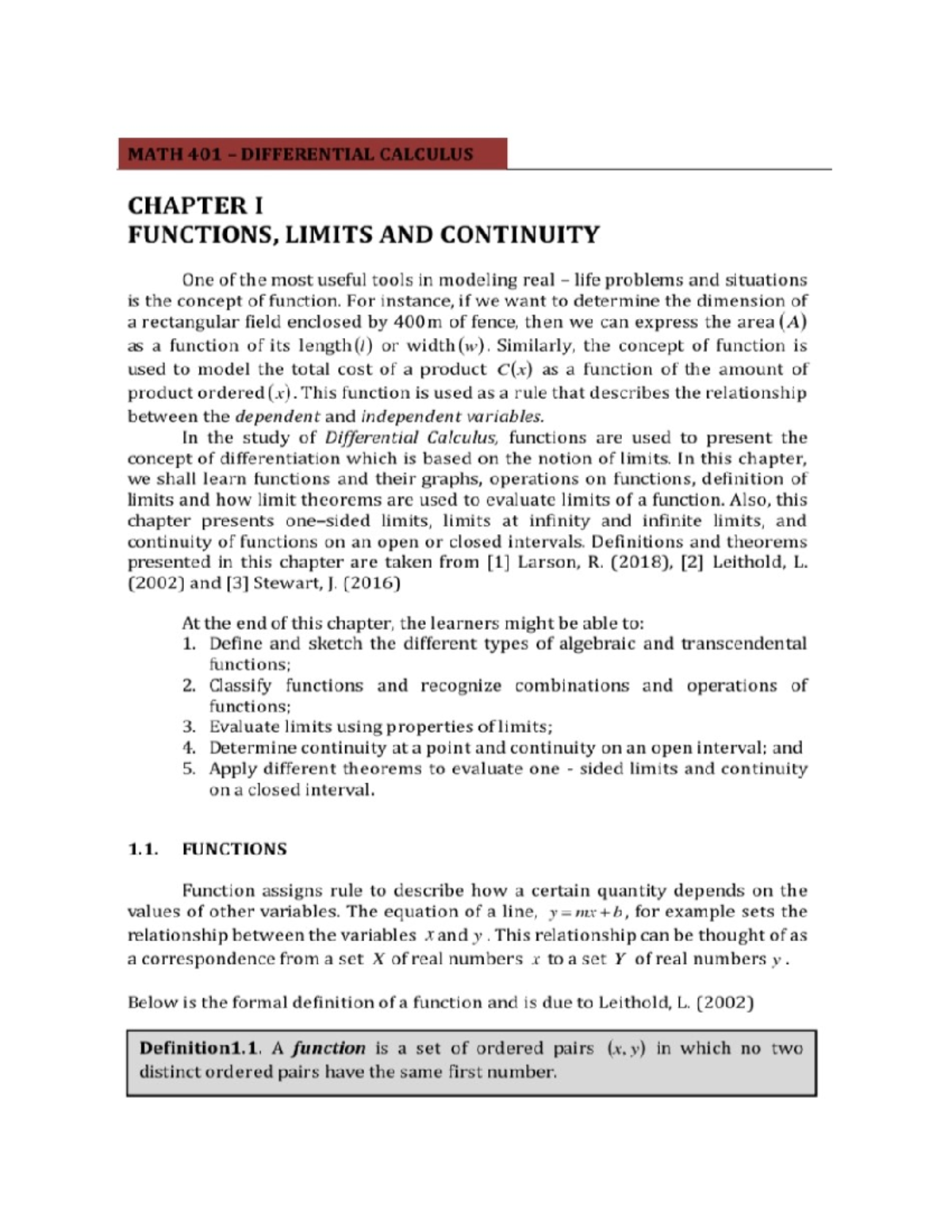 WEEK 1 - FUNCTIONS - Diffcal - Studocu