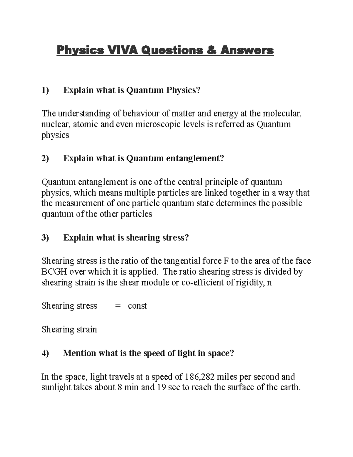 Physics assignment - Physics VIVA Questions Answers 1) Explain what is ...
