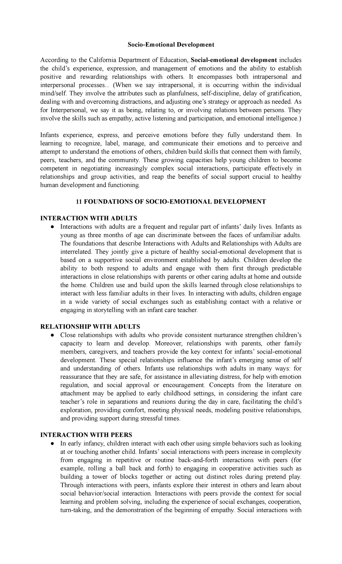 Socio-emotional Development - It encompasses both intrapersonal and ...