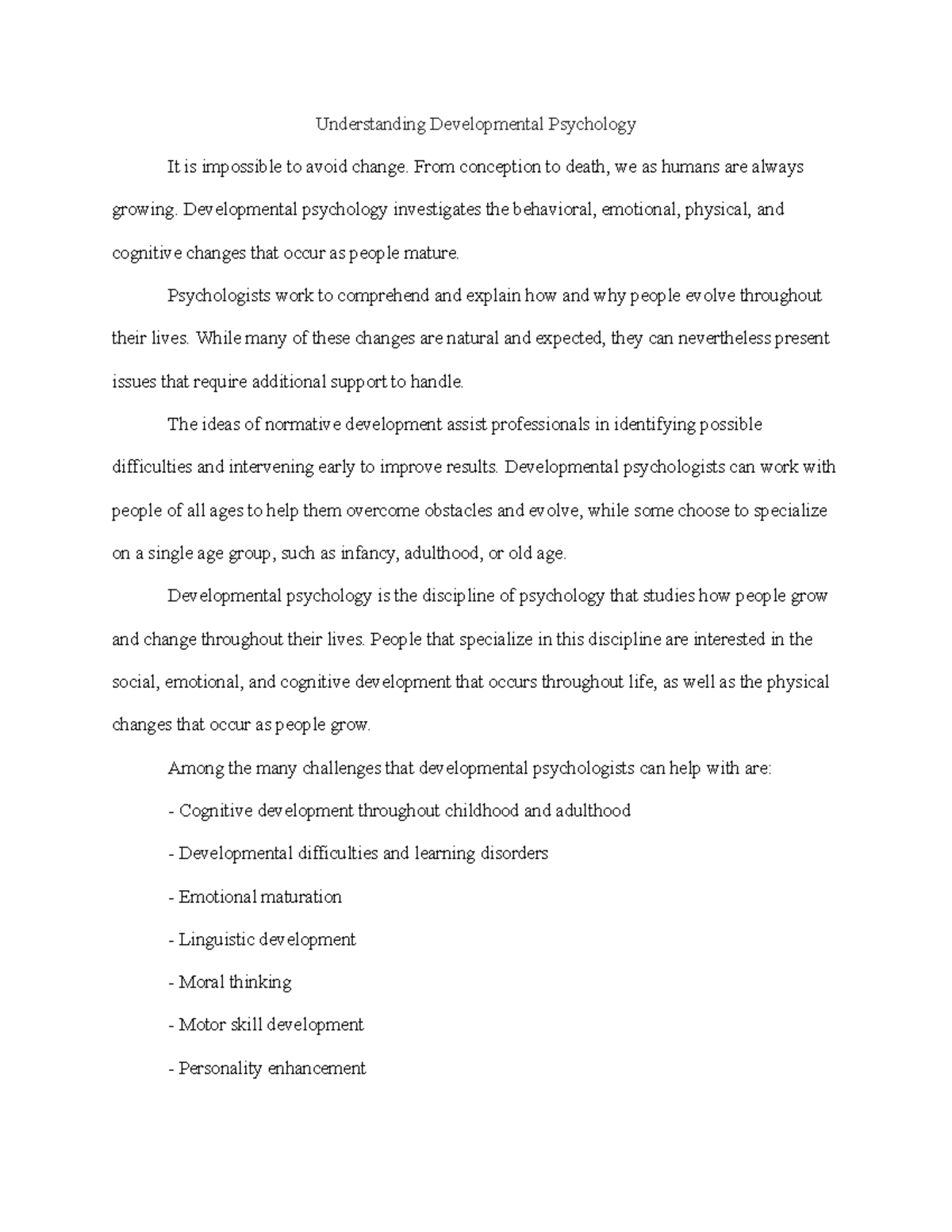 Understanding Developmental Psychology - From conception to death, we ...