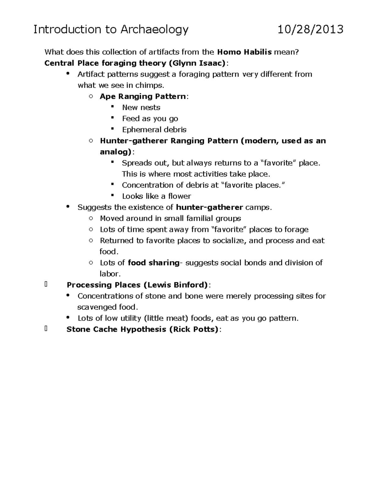 Week 10 - Lecture notes 27-29 - Introduction to Archaeology What does ...