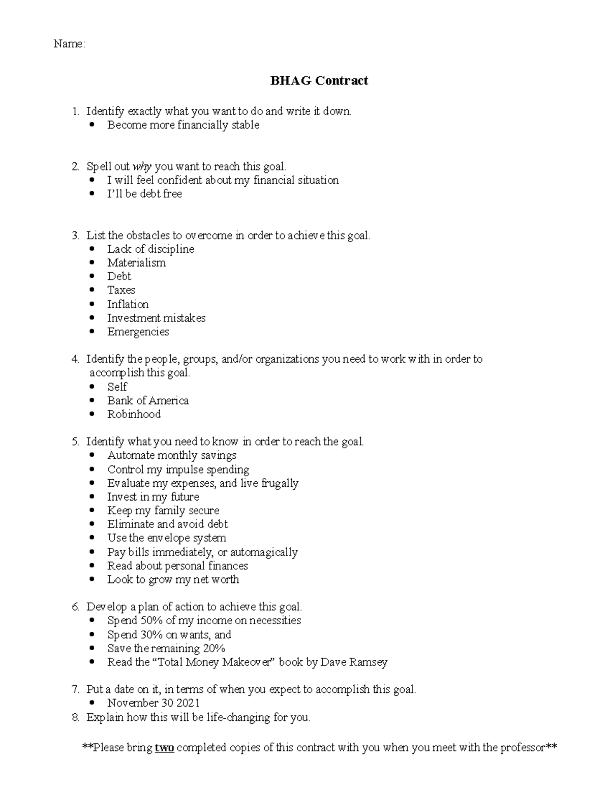 BHAG Contract - worked - Name: BHAG Contract Identify exactly what you ...