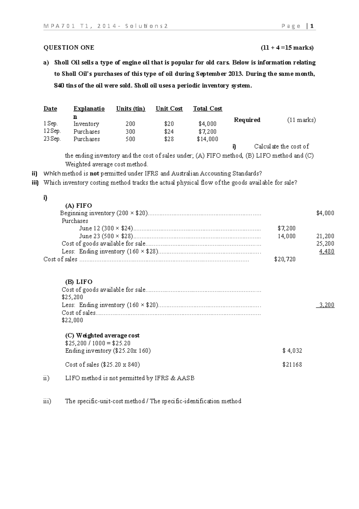 Exam 2014, questions and answers - M P A 7 0 1 T 1 , 2 0 1 4 S o l u ti o n s 2 Page QUESTION ...