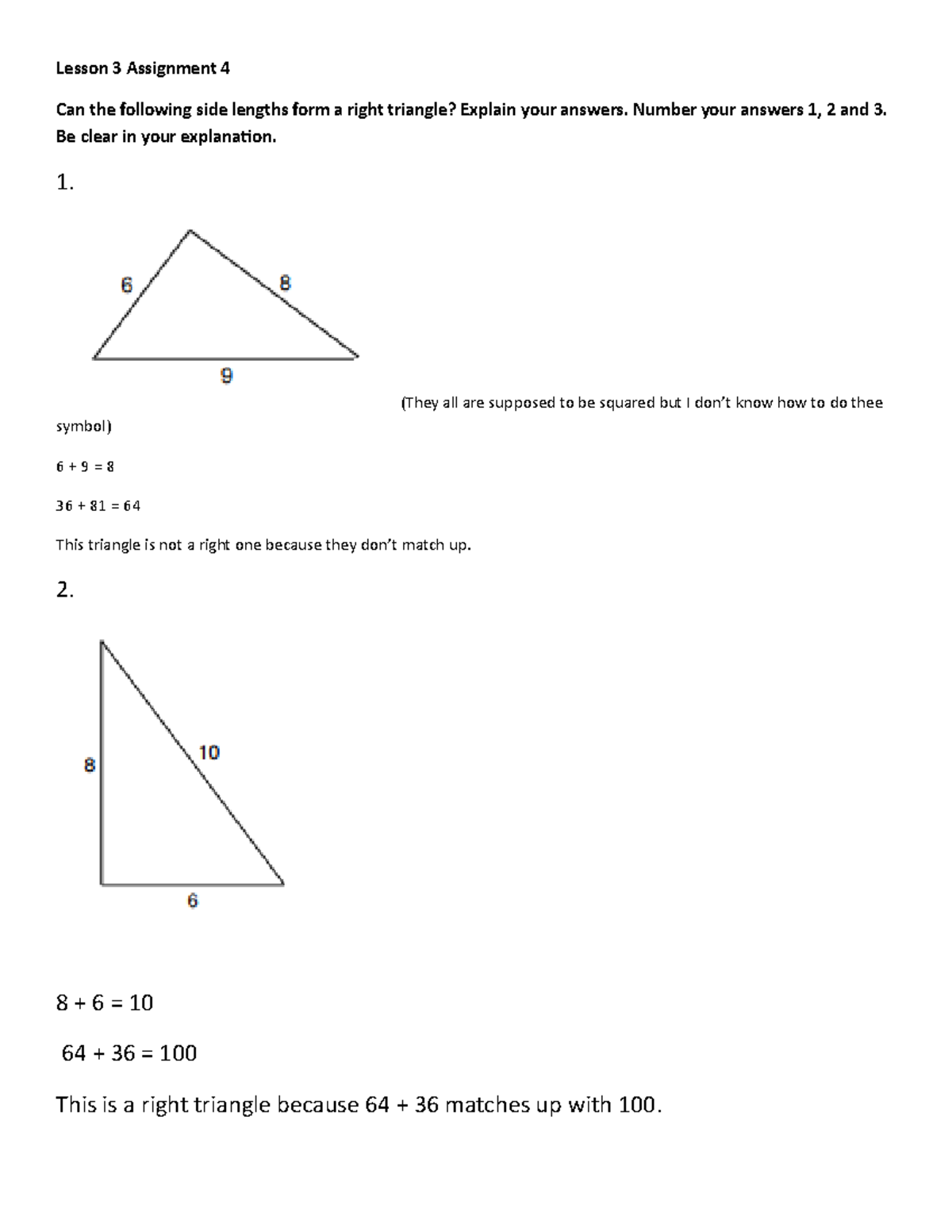 Lesson 3 Assignment 4 Part 1 - Lesson 3 Assignment 4 Can the following ...