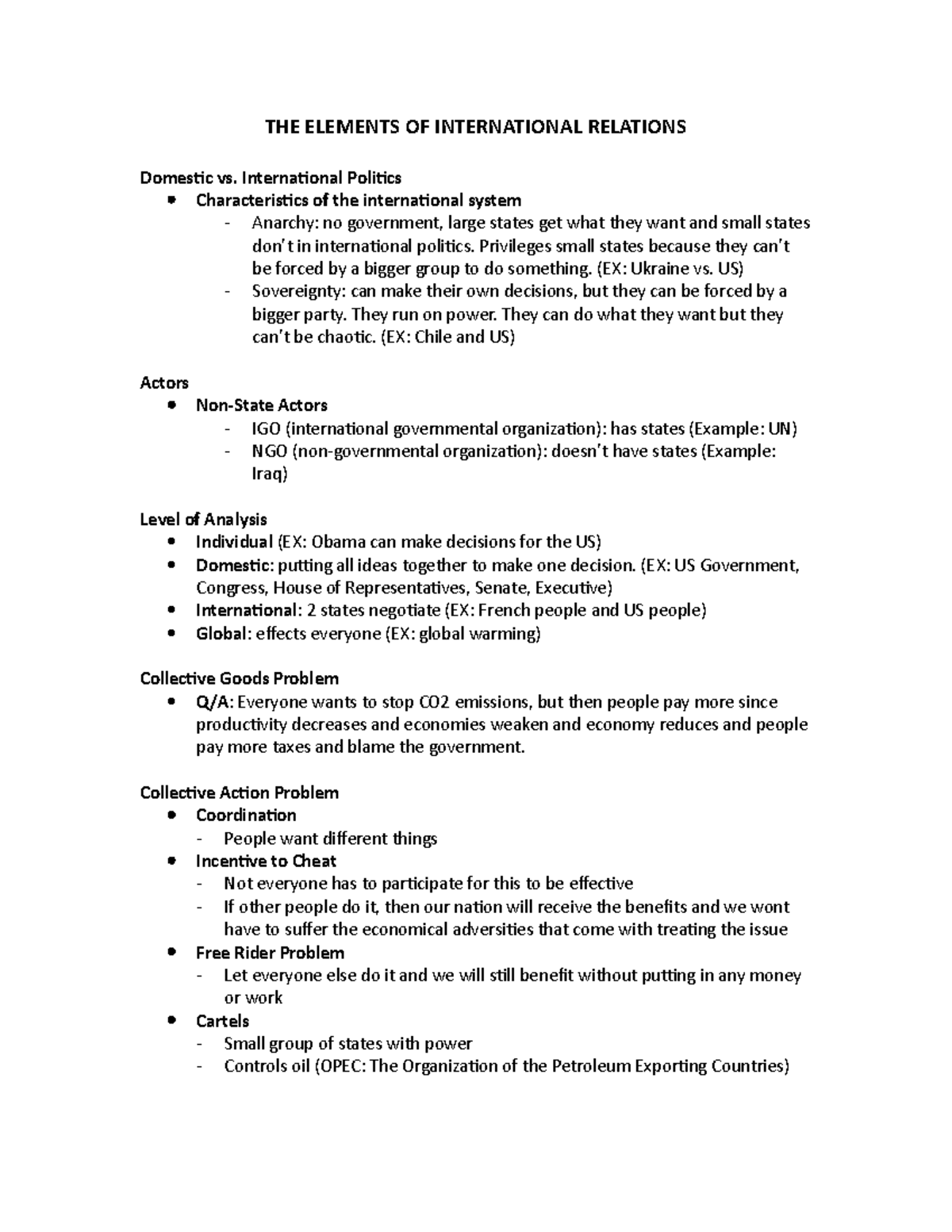 THE Elements OF International Relations Notes - THE ELEMENTS OF ...