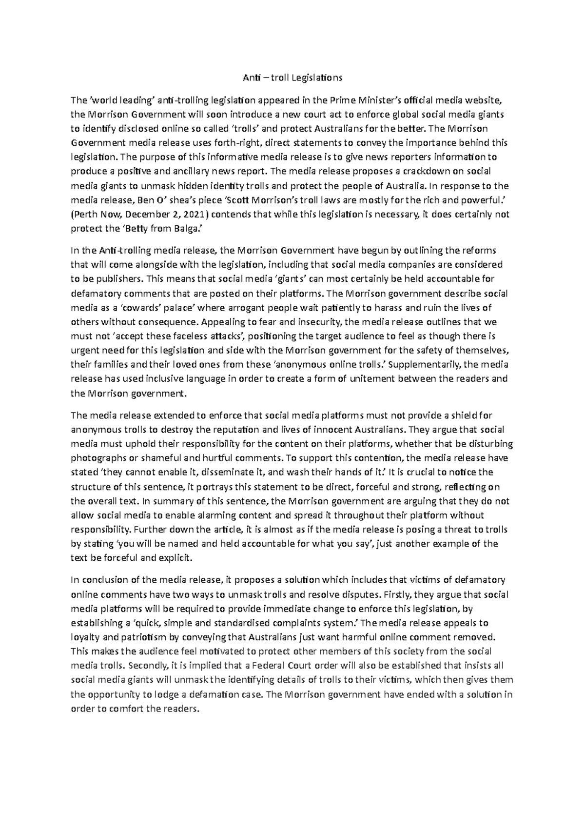 Anti - English analysis on anti trolling legislation - Anti – troll ...