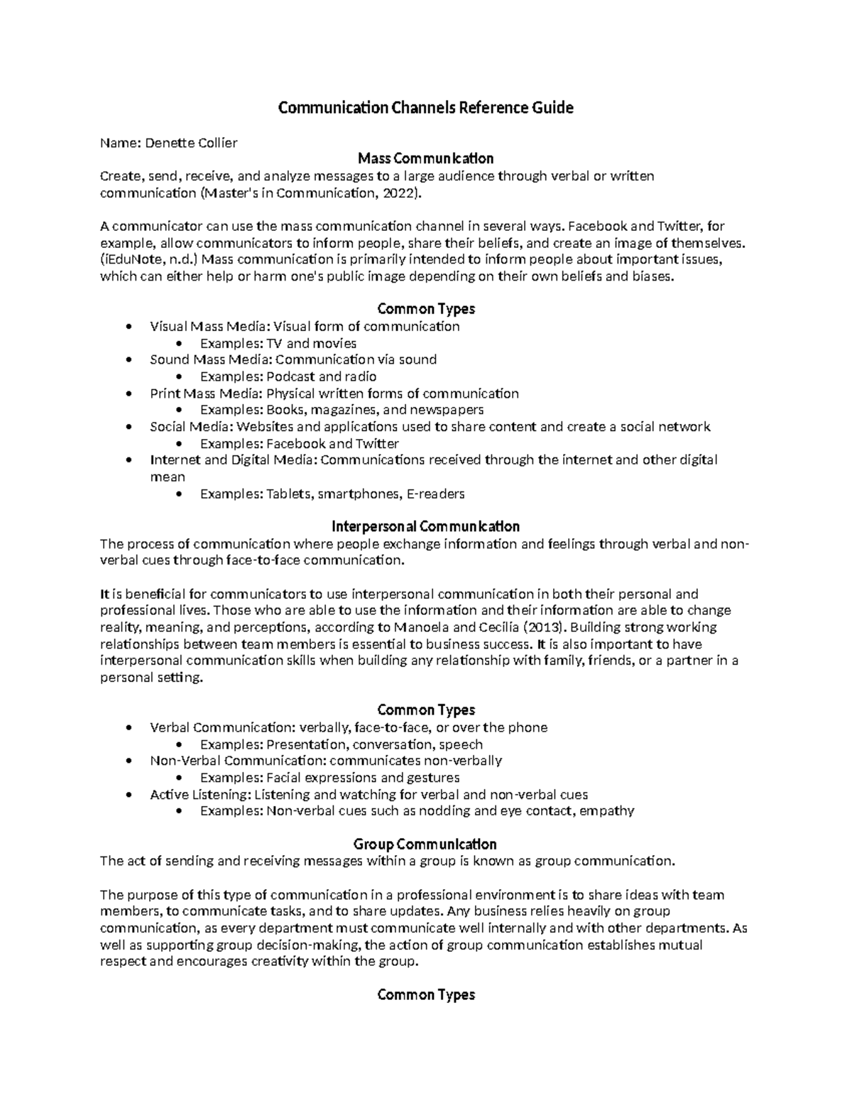 COM 127 Reference Guide Template - Communication Channels Reference ...