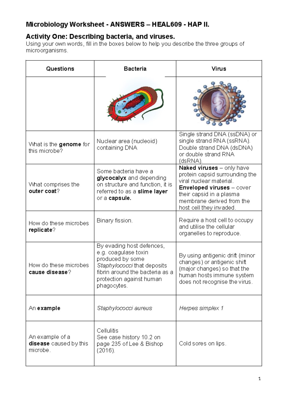 Microbiology - Worksheet Answers - Microbiology Worksheet - ANSWERS ...