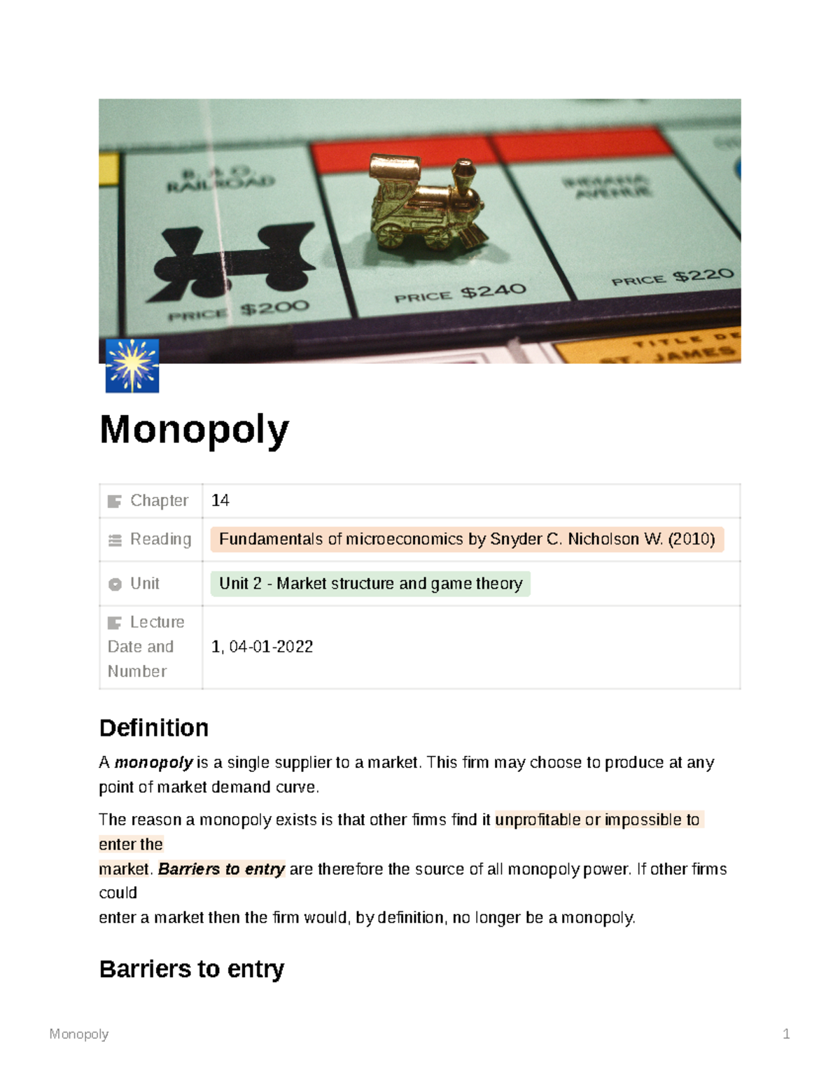 Monopoly - 🎆 Monopoly Chapter 14 Reading Fundamentals of microeconomics ...