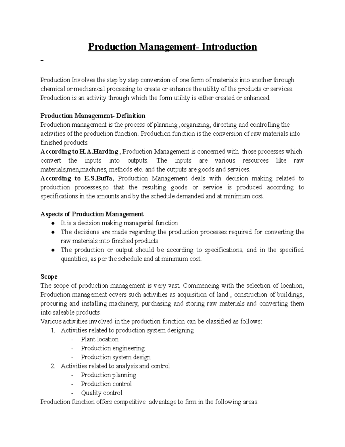 Production Management- Introduction - Production Management ...