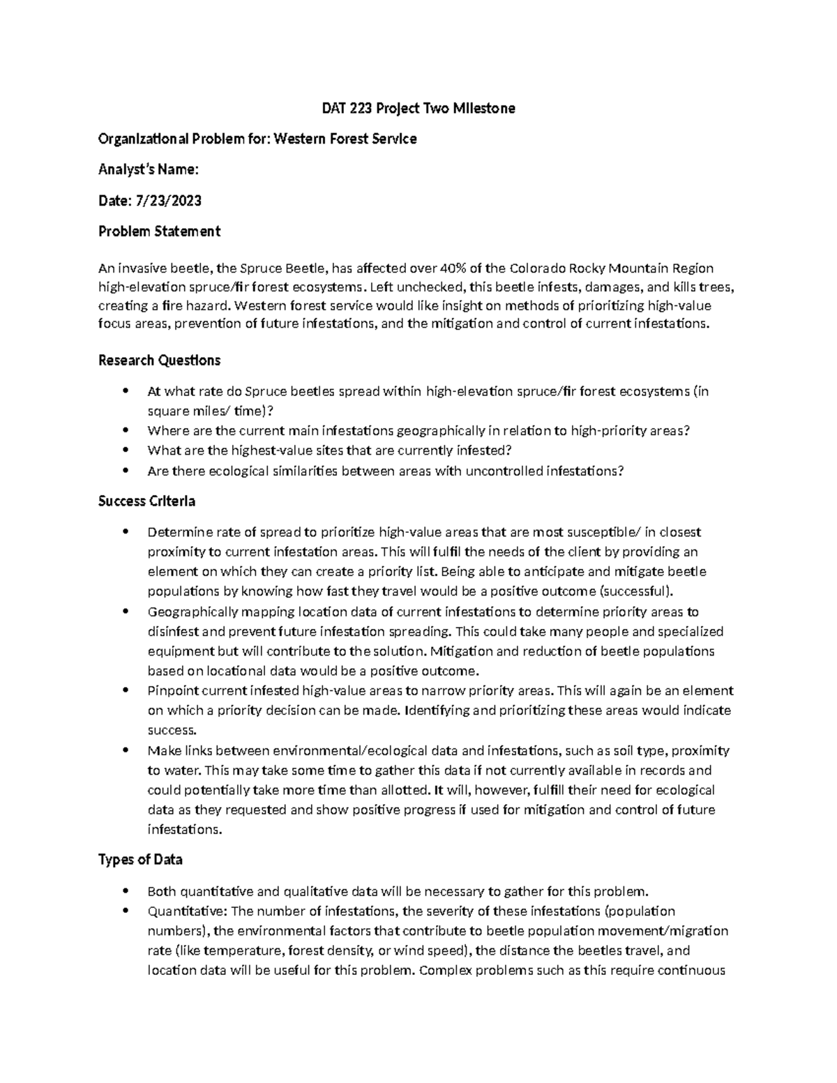 DAD 223 Project Two Milestone - DAT 223 Project Two Milestone ...