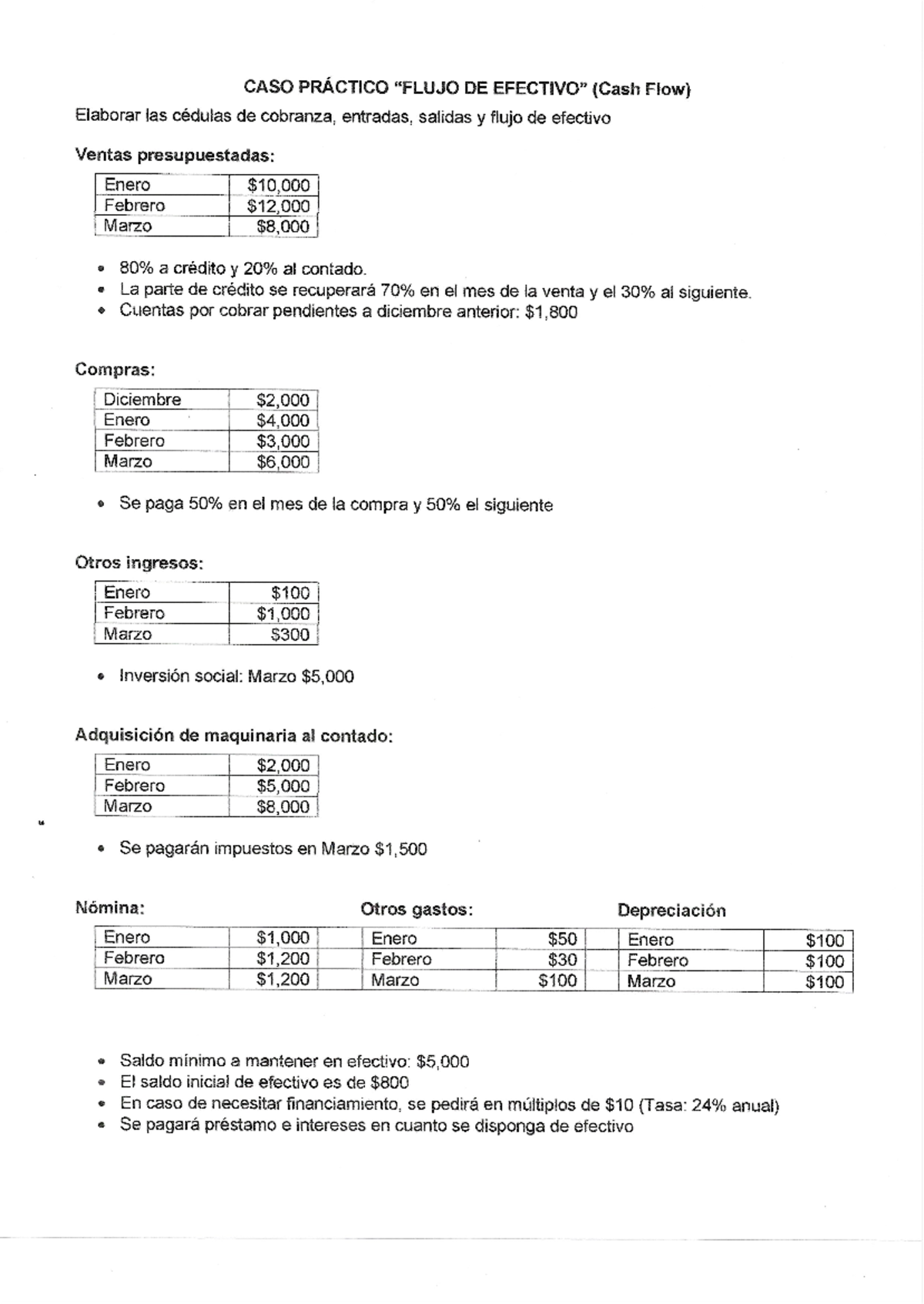 Caso pr Ã¡ctico Flujo de Efectivo - formulacion y evaluaion de proyectos - Studocu