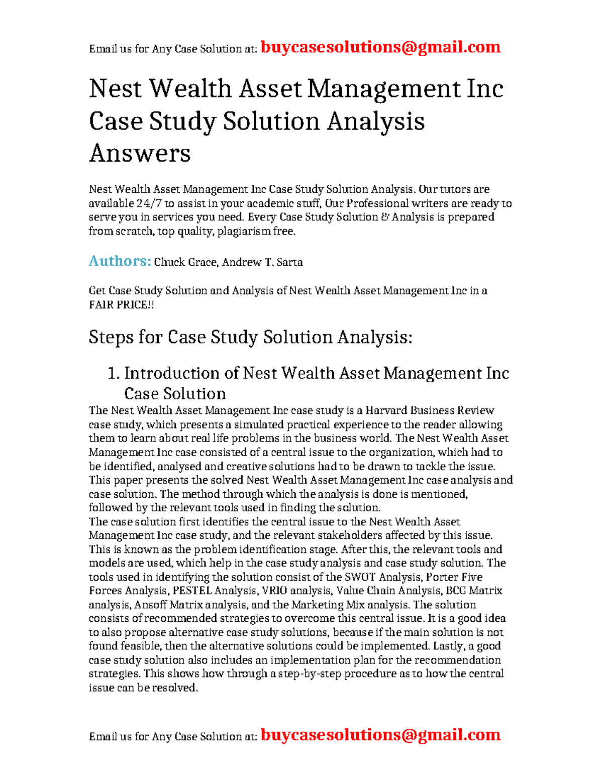 Case Solution Nest Wealth Asset Management Inc - Nest Wealth Asset ...