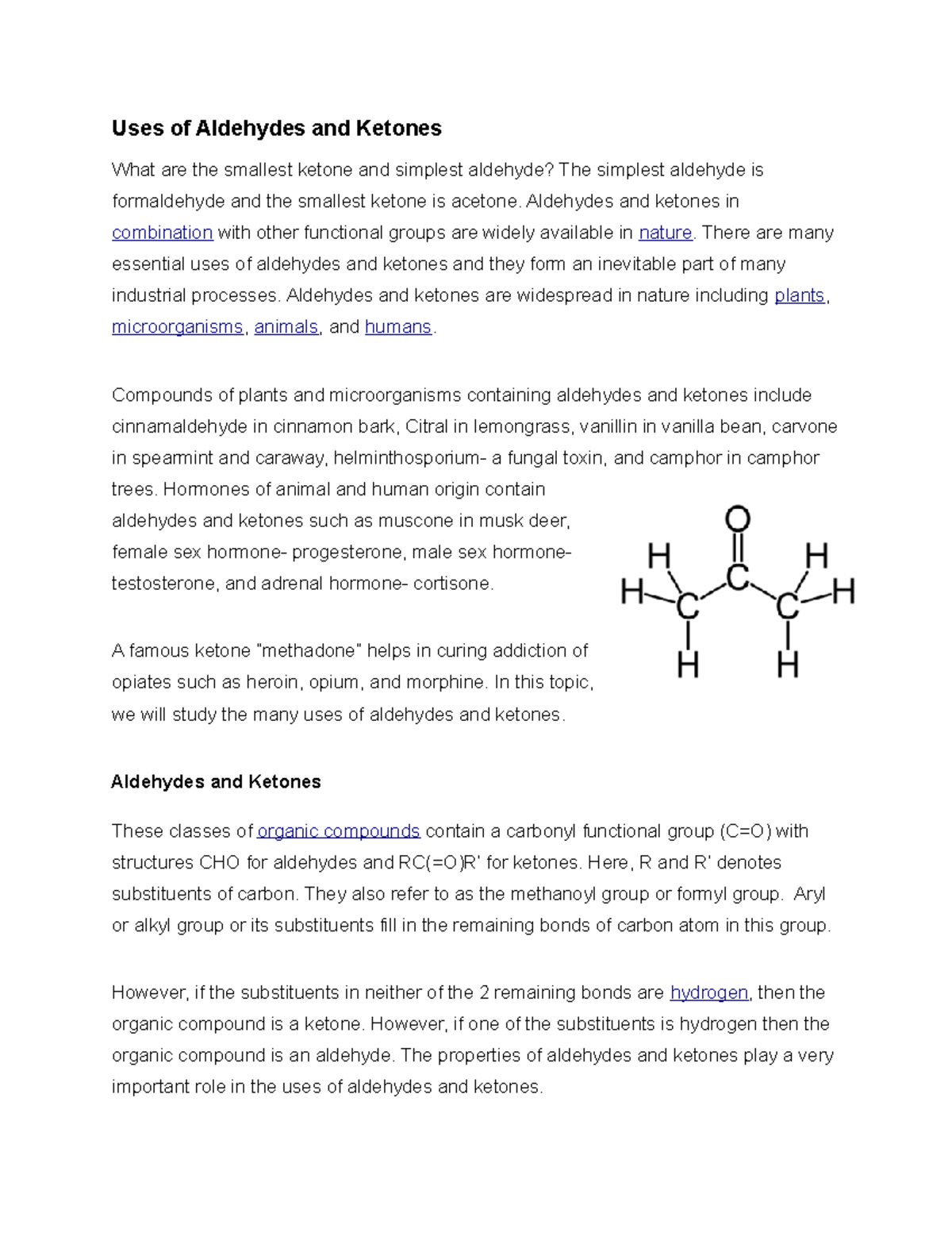 Uses of Aldehydes and Ketones - Aldehydes and ketones in combination with other functional ...