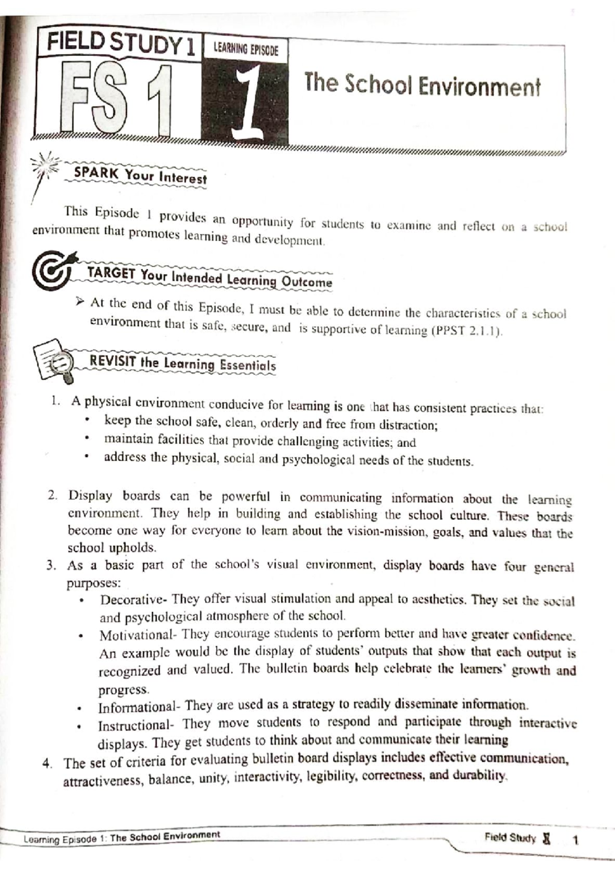 Episode-1 - FIELD STUDY 1 - FIELD STUDY 1 LEARNING EPISODE 1 The School ...