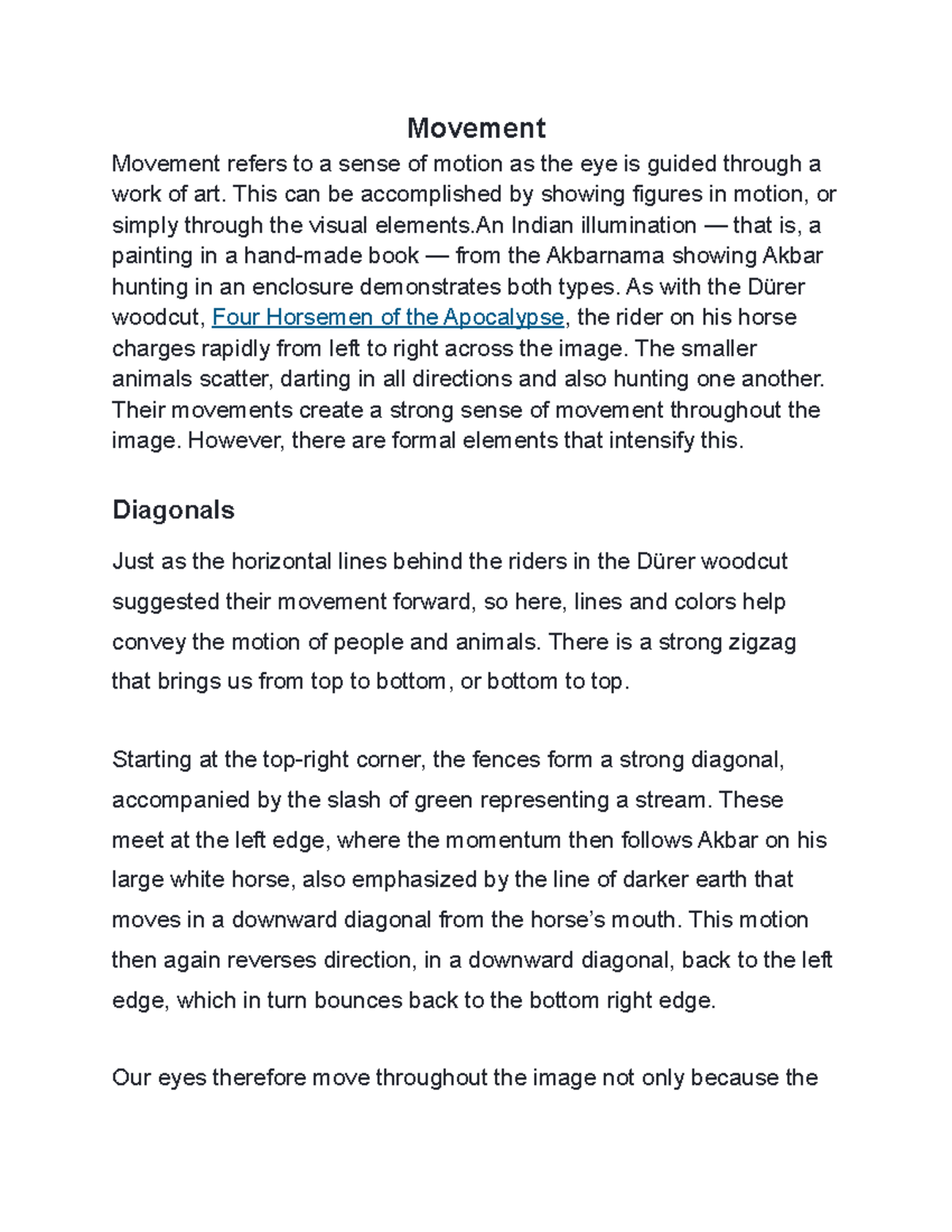 Movement - Movement Movement refers to a sense of motion as the eye is ...