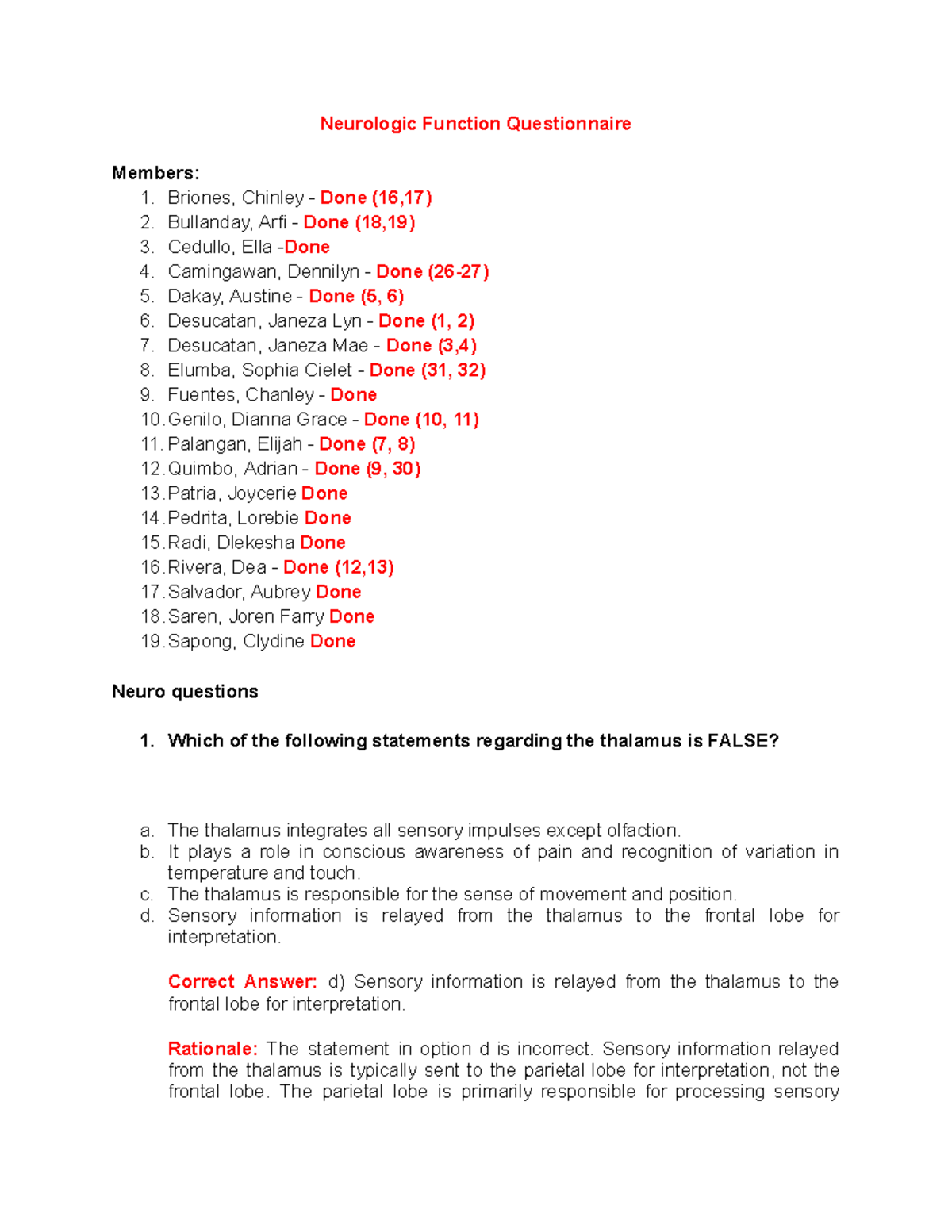Neuro-MS - interesting - Neurologic Function Questionnaire Members ...