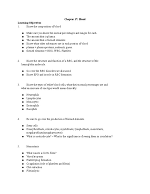 Chapter 18 Blood in Circulatory System - Chapter 18: Blood in the ...
