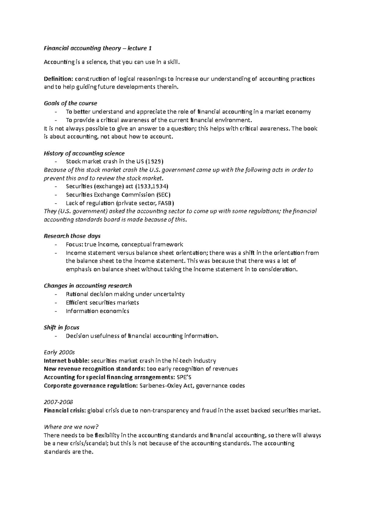 Lecture 1 Financial Accounting Theory Lecture 1 Accounting Is A Science That You Can Use In