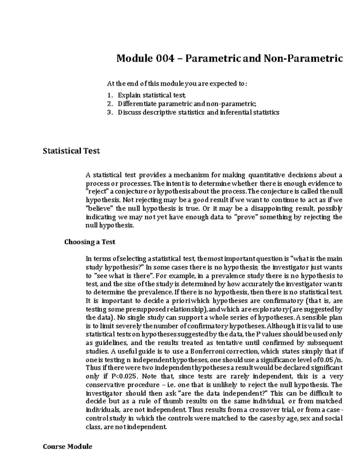Lesson 4 Module for study - Course Module Module 004 – Parametric and ...