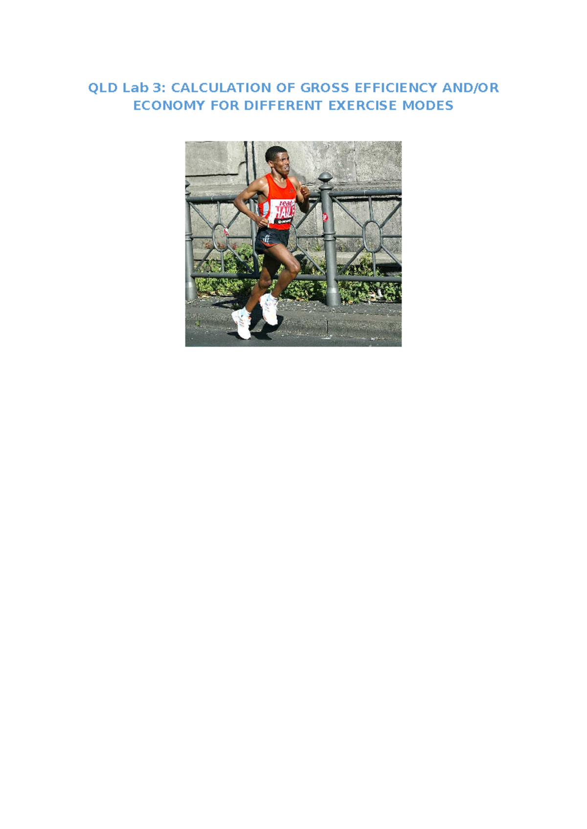 EXSC225 Lab 3 Efficiency and Economy of Movement - QLD Lab 3 ...