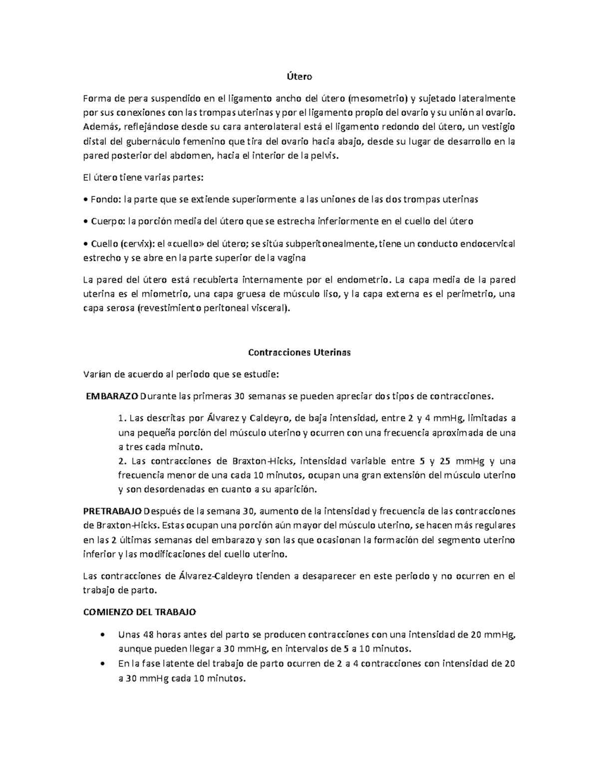 Útero - ⁄tero Forma de pera suspendido en el ligamento ancho del ̇tero ...