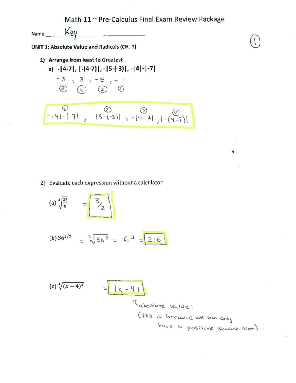 Exam Review Solutions - MATH 152 - Studocu